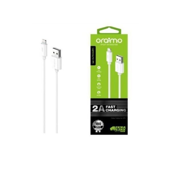 Oraimo iphone data cable Duraline 2 OCD-L53 – White - Newzon Digital